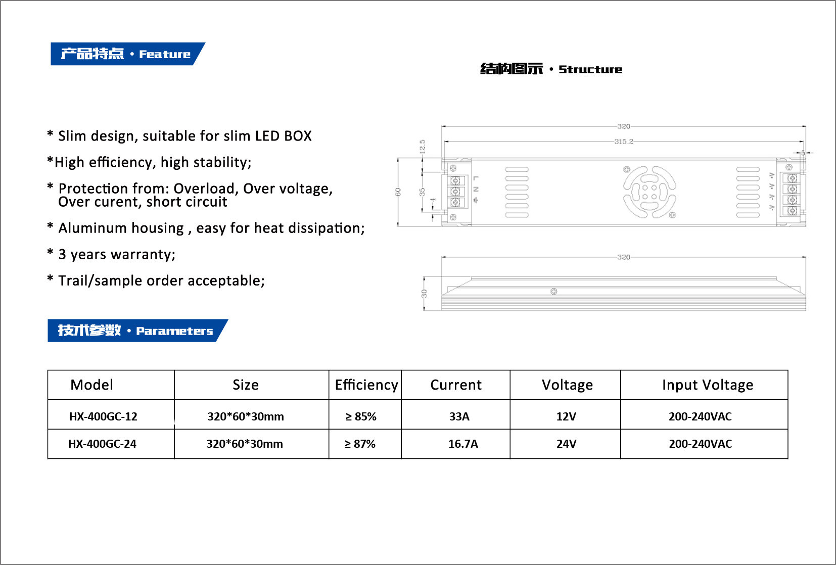 Single Output 400W Ultra Slim Power Supply 24V 16.7A LED Light Box ...